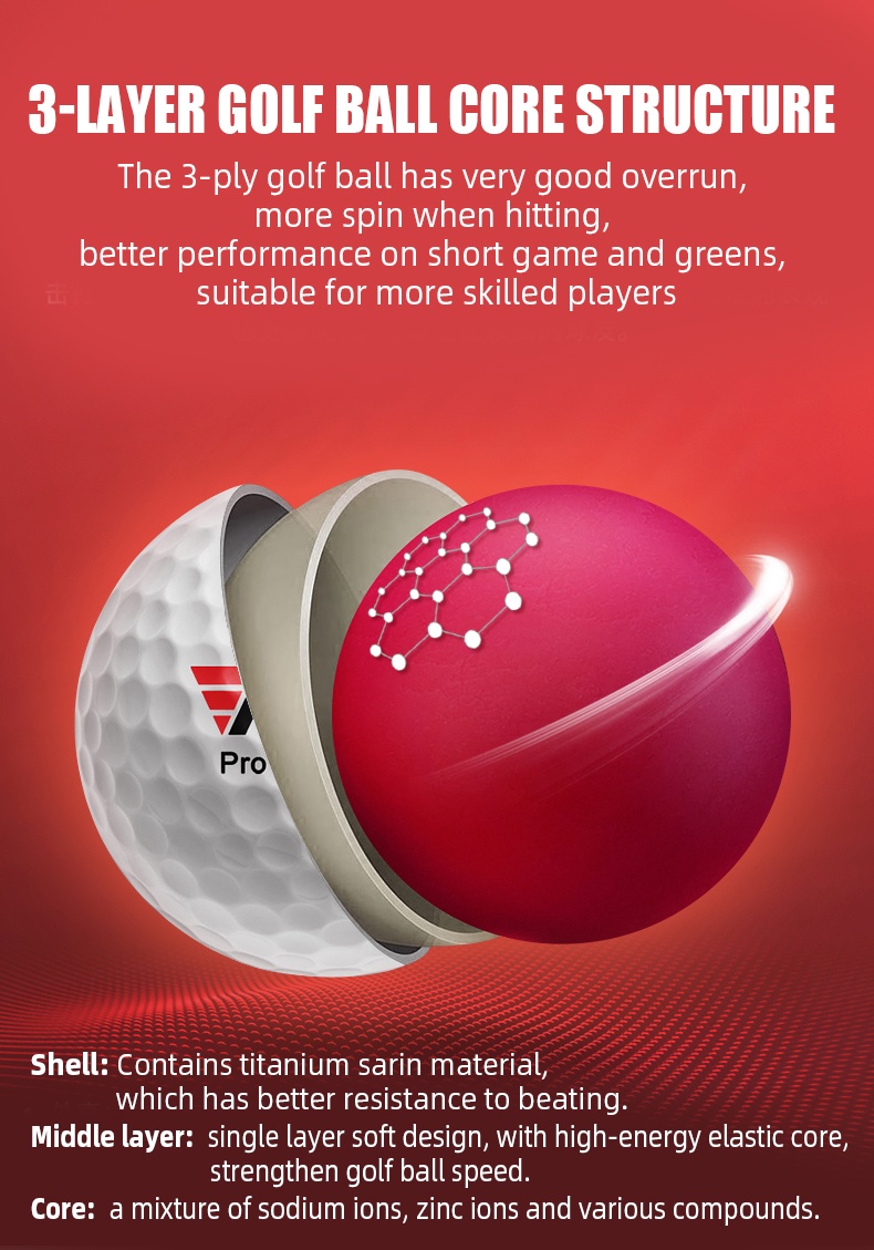 PGM Q002 Series 3-layer Golf Ball Can Be Customized with Logo 3 piece ...