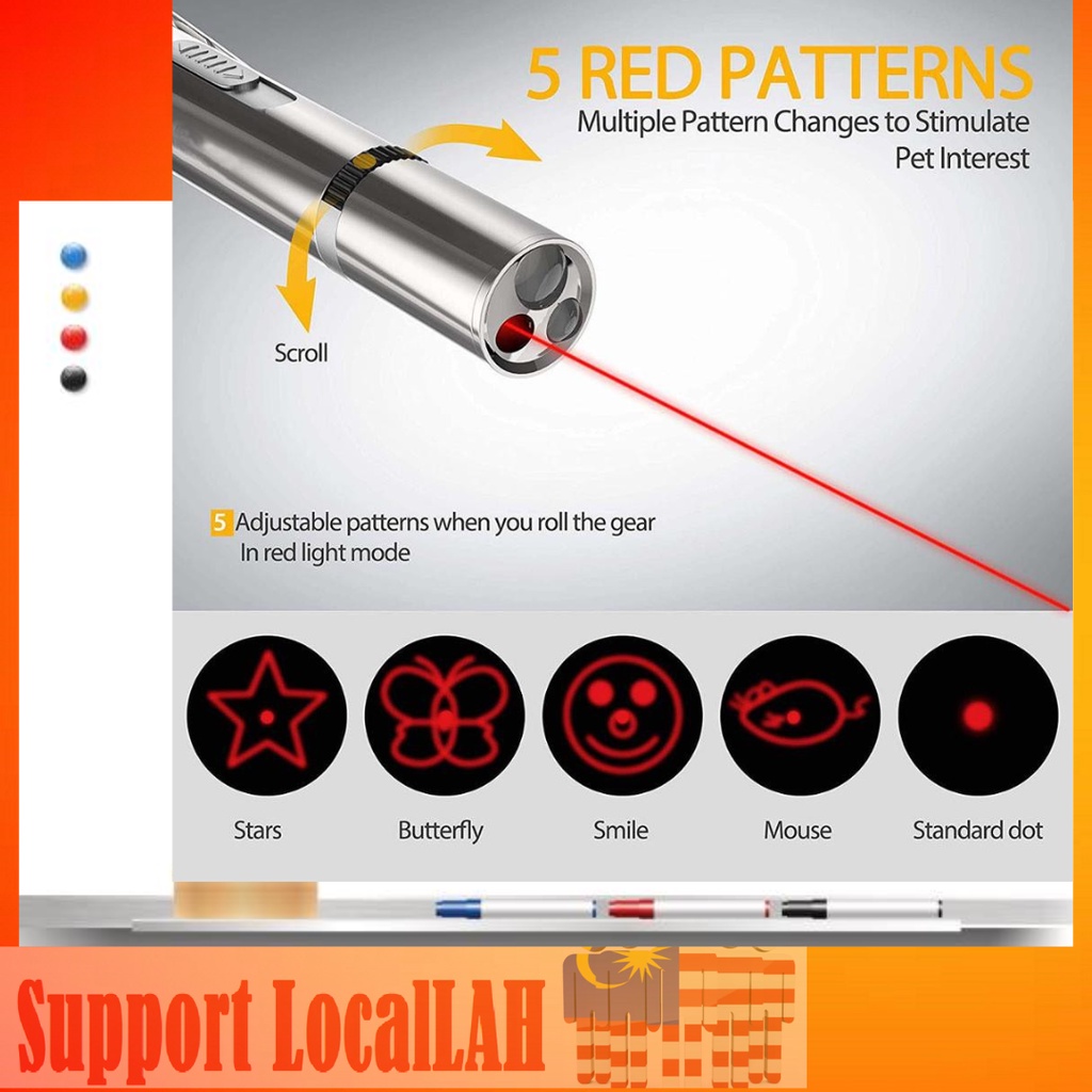 Rechargeable Laser Pointer 7 in 1 Torch Light UV Flash Spot Red Lights ...