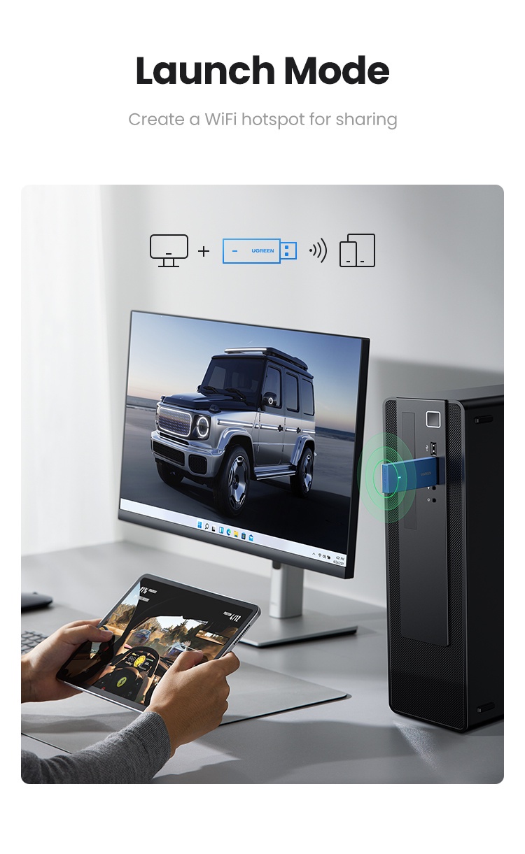 UGREEN AX1800 WiFi Adapter WiFi6 USB3.0 5G & 2.4G Dual-band USB WiFi PC ...