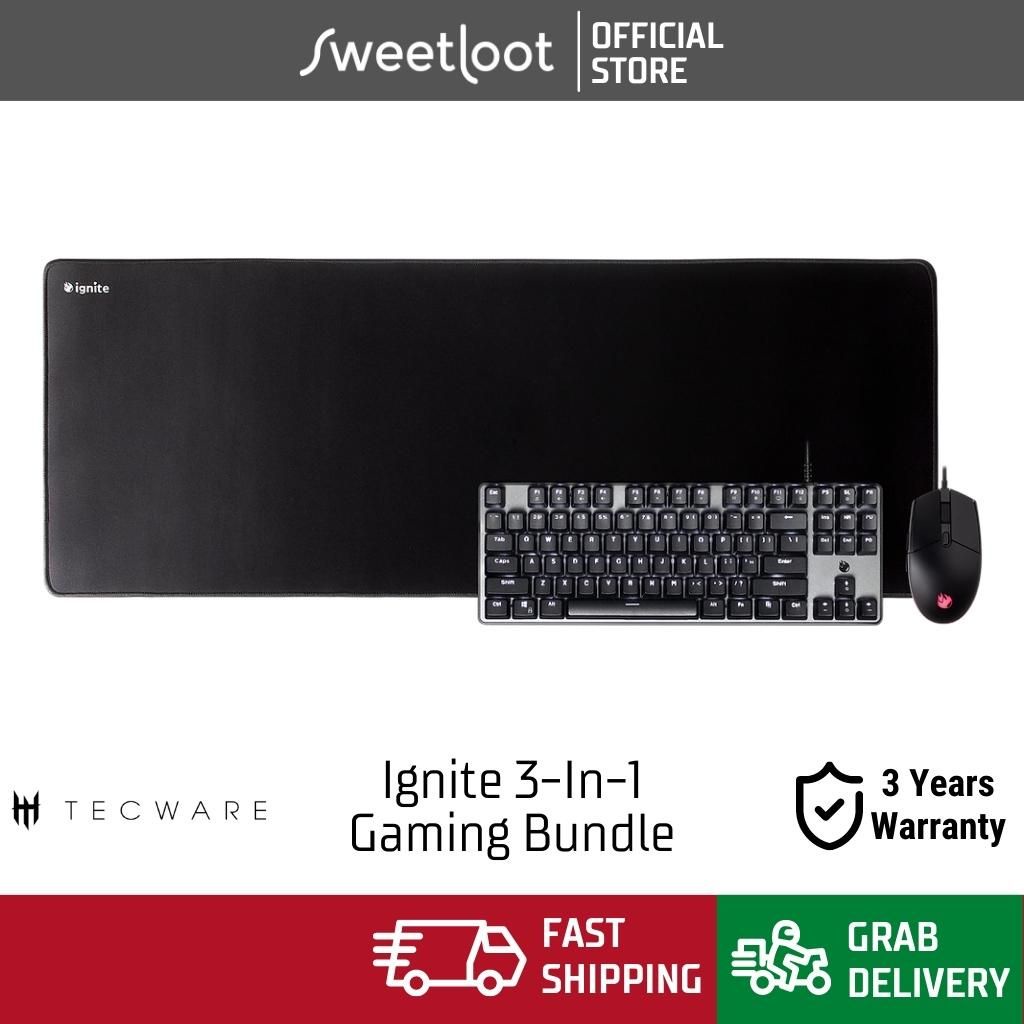 Tecware Ignite 3 in 1 Gaming Bundle - White LED TKL 87 Mechanical ...