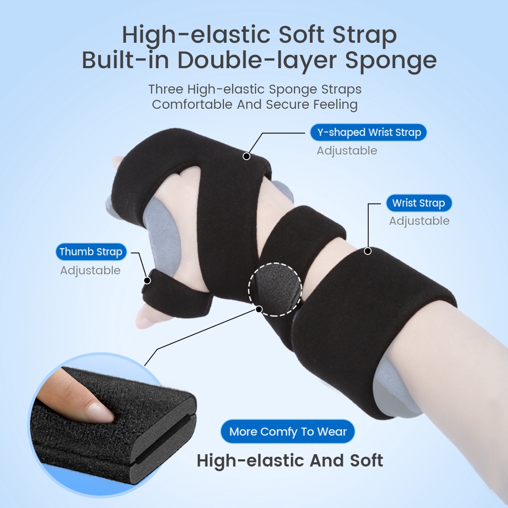 VELPEAU Stroke Resting Hand Splint Night Immobilizer Wrist Brace with ...