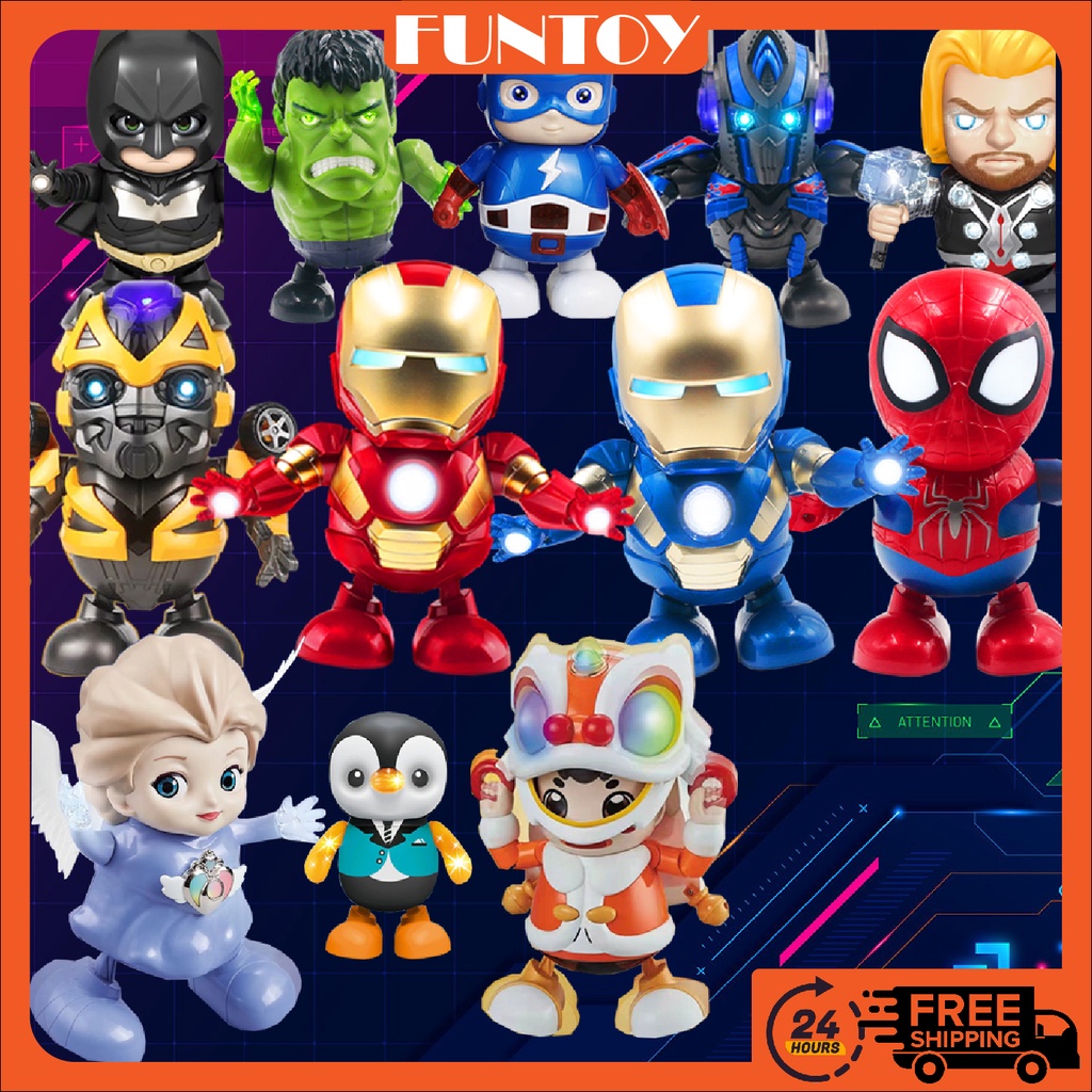 Dance Robot Toys w/Light & Music Super Hero Avengers Dancing Iron Man ...