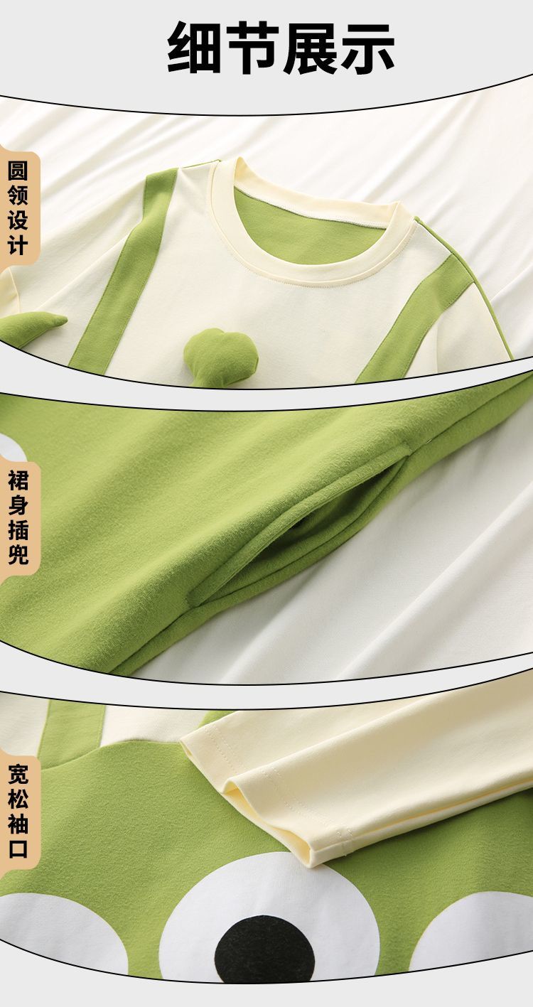 Nightdress Pajamas Women Spring Autumn Pure Cotton Long-Sleeved ...