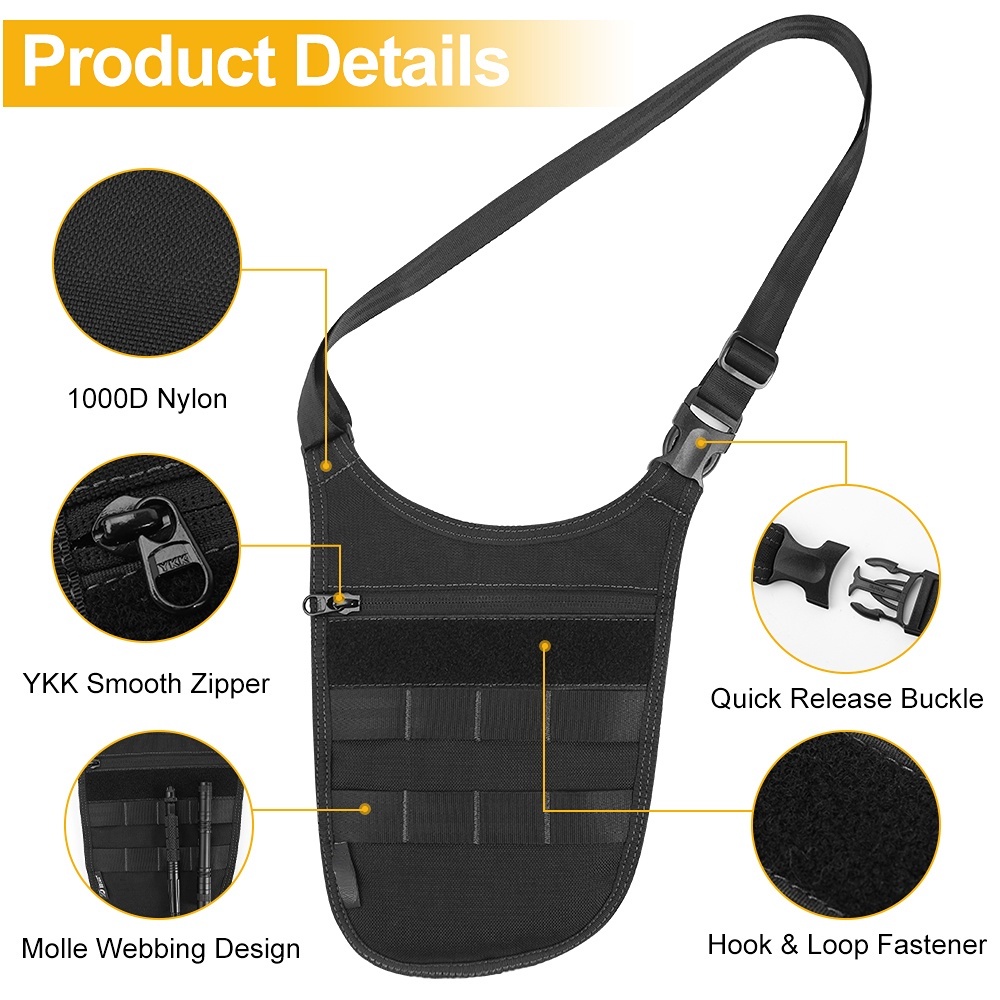 LUC 1000D Shoulder Bag Underarm Hidden Molle EDC Pouch Outdoor Travel ...