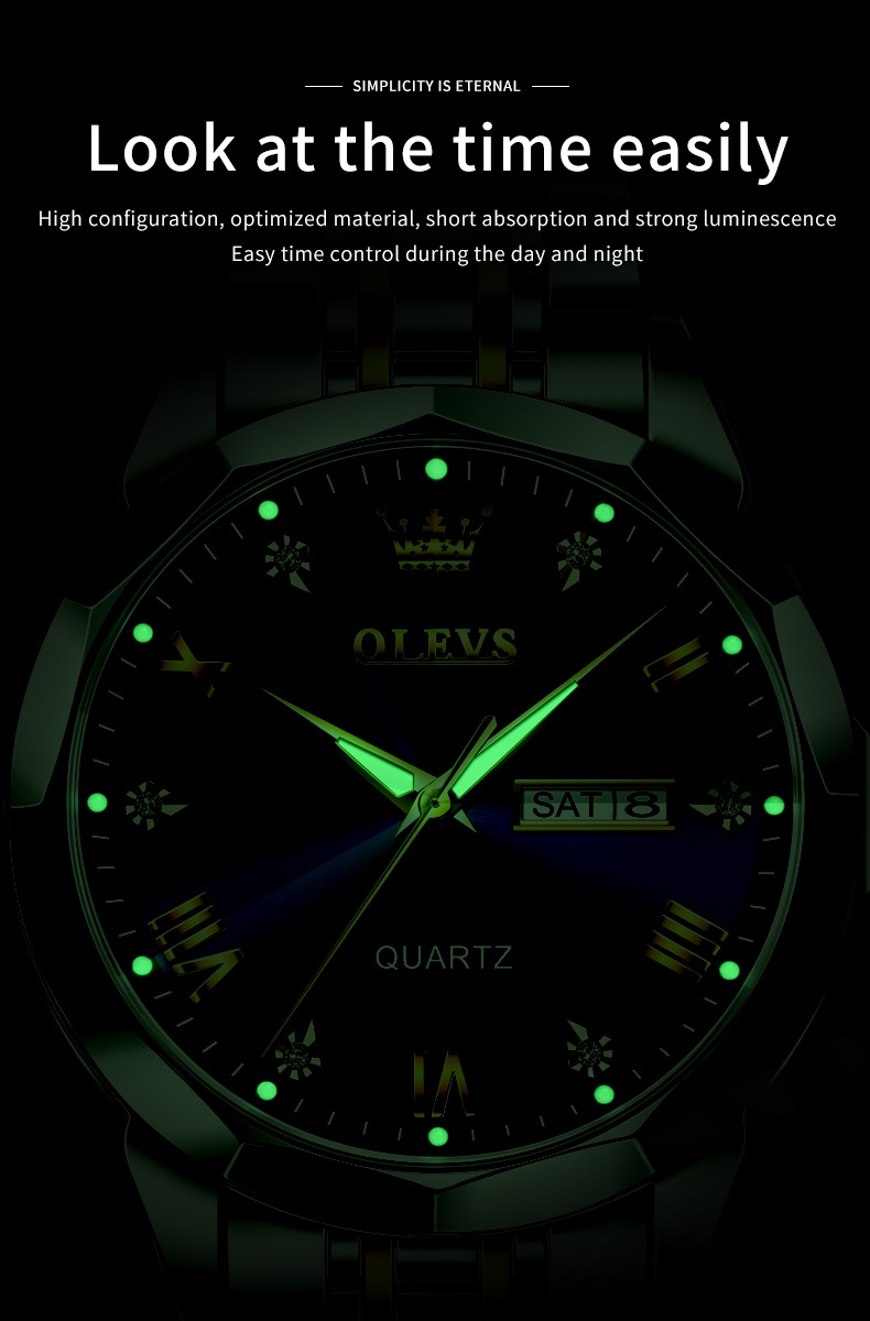 OLEVS Jam Tangan Lelaki Original Waterproof Luminous Stainless Steel ...