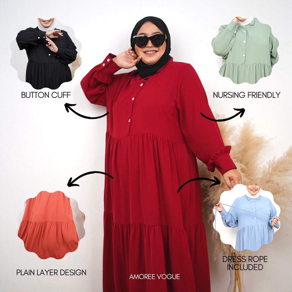30105 Amoree Plus Size XL-4XL Plaid Nursing Button Friendly Layer Dress ...