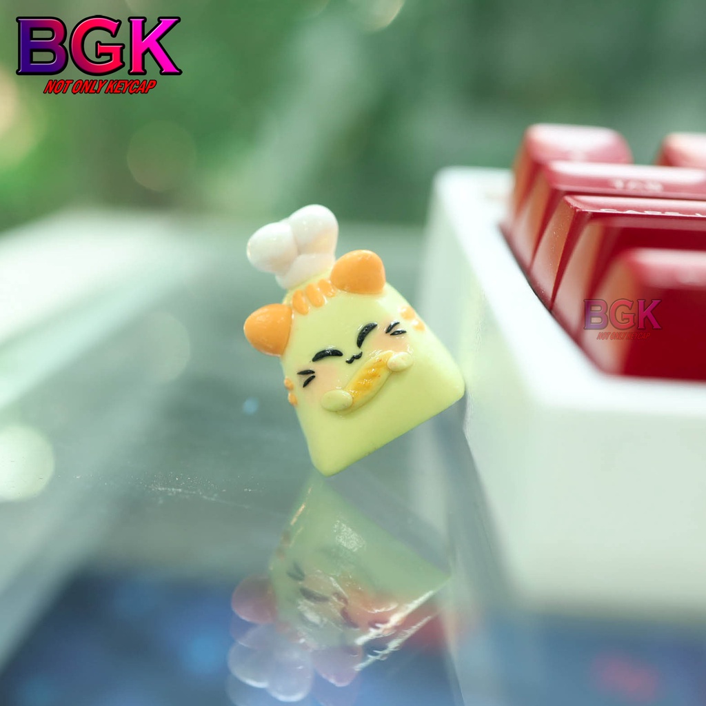 Super Cute Kitten Eating Bread Mechanical Keyboard Button Artisan Clay ...