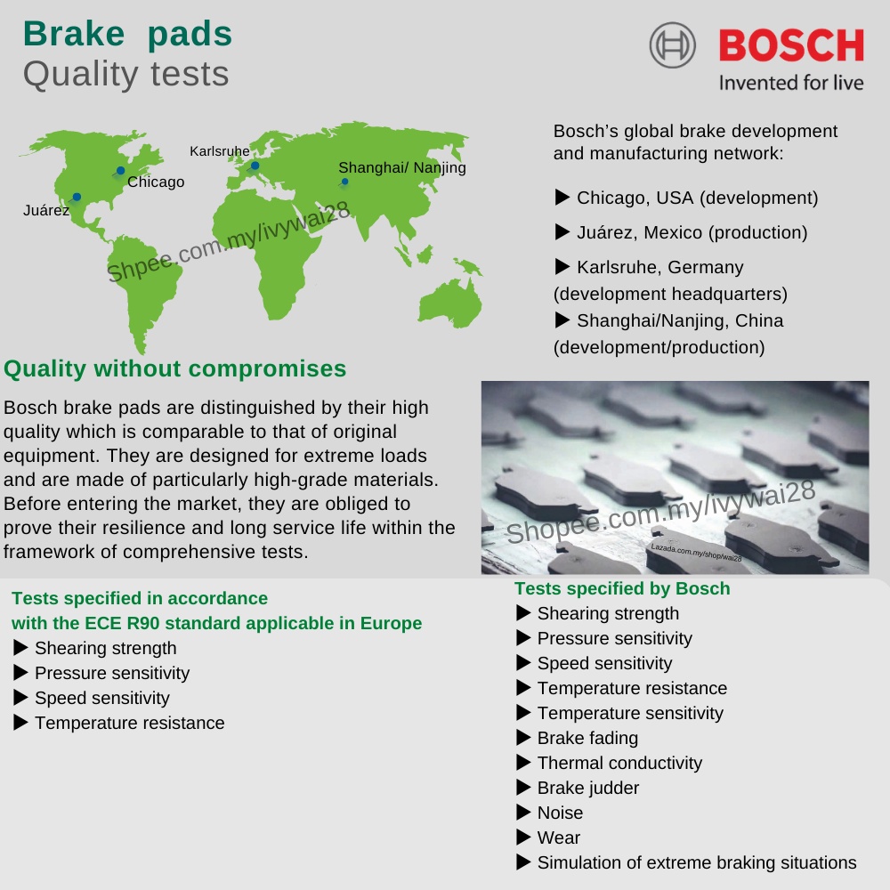 BOSCH Front Brake Pad VIOS NCP150 NCP151 NSP151 NSP150 J-SPEC E-SPEC ...