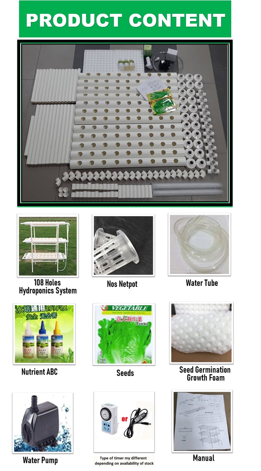 🔥🔥 108 Holes Hydroponic Farming Hydroponics System DIY Set Home ...