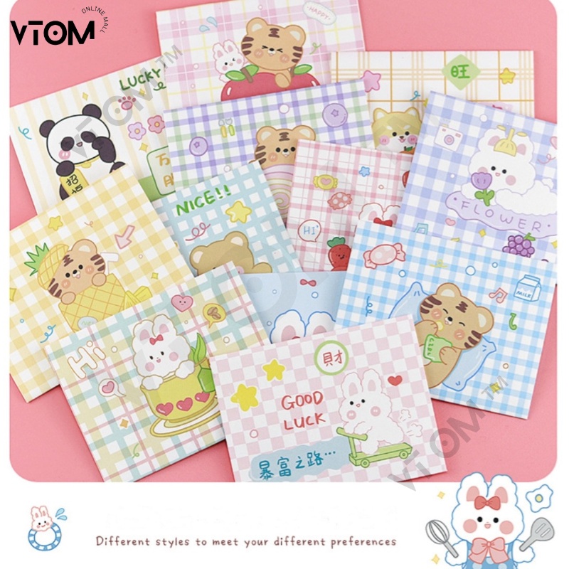 VTOM Cute Cartoon Animal Greeting Card Mini Wish Card Birthday Kad ...