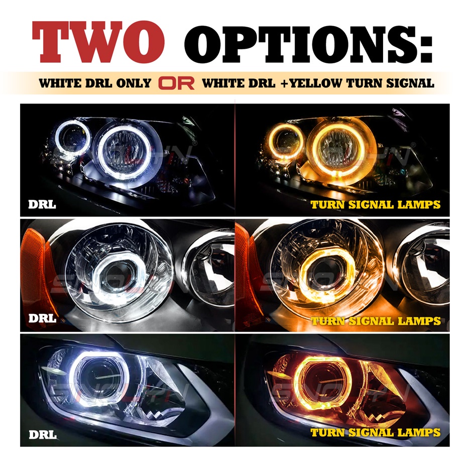 2 pcs Round Octagonal Square Angel Eyes 80mm 95mm DRL Turn Signal ...