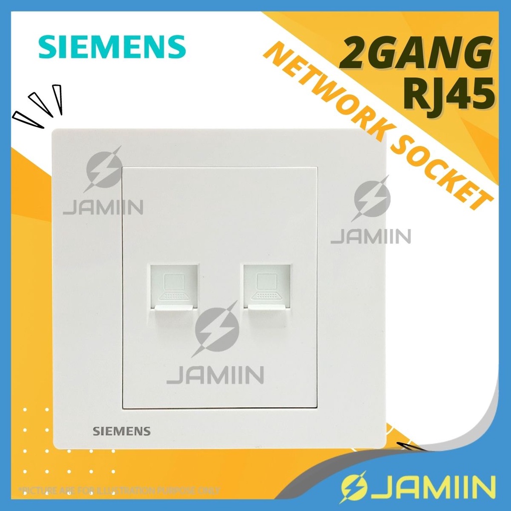 SIEMENS Delta 2 Gang RJ45 CAT6 Data Wall Socket Outlet Faceplate RJ45 ...