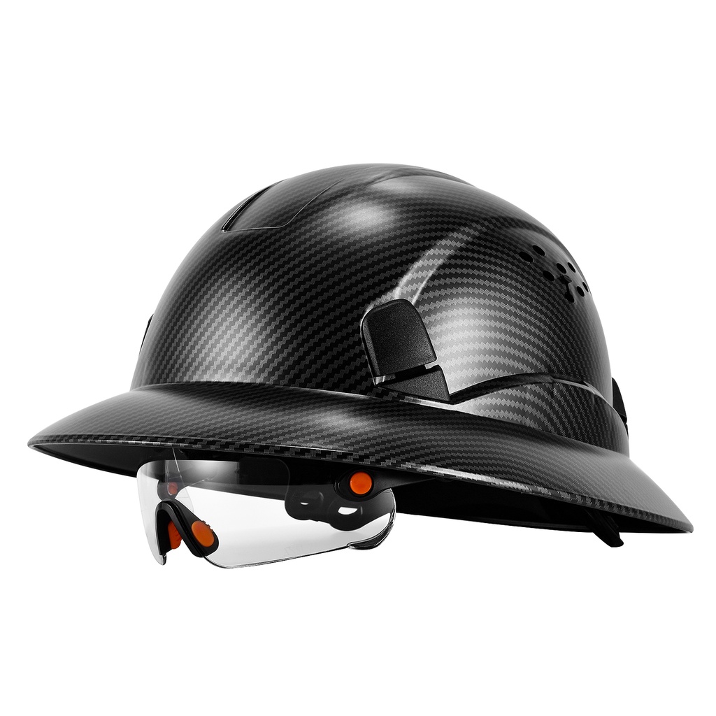 LOEBUCK New carbon fiber full-brim safety helmet with CE goggles anti ...