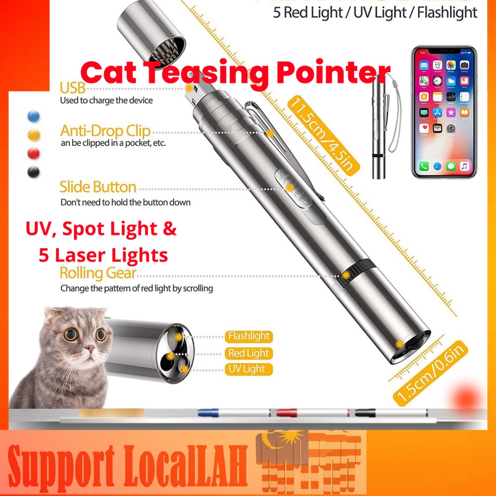 Rechargeable Laser Pointer 7 in 1 Torch Light UV Flash Spot Red Lights ...