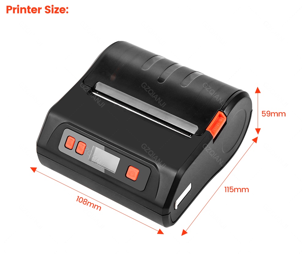 80mm Label Printer Receipt Printer 2 in 1 Portable Bluetooth Wireless ...