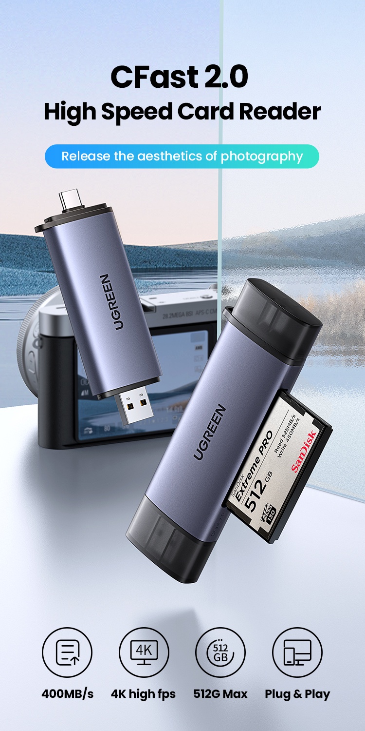 UGREEN USB A & USB C to CFast Card Reader 2 IN 1 USB 3.0 Card Reader ...