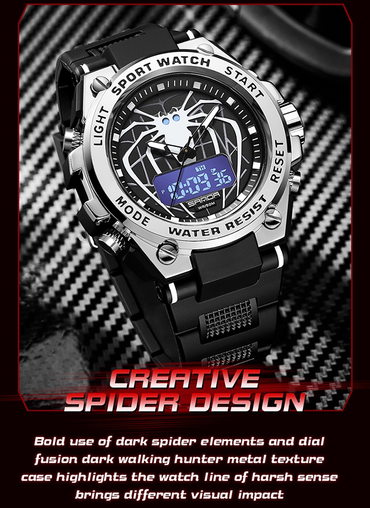SANDA Spider Dial Multi-function Sports Waterproof Men's Watch Luxury ...