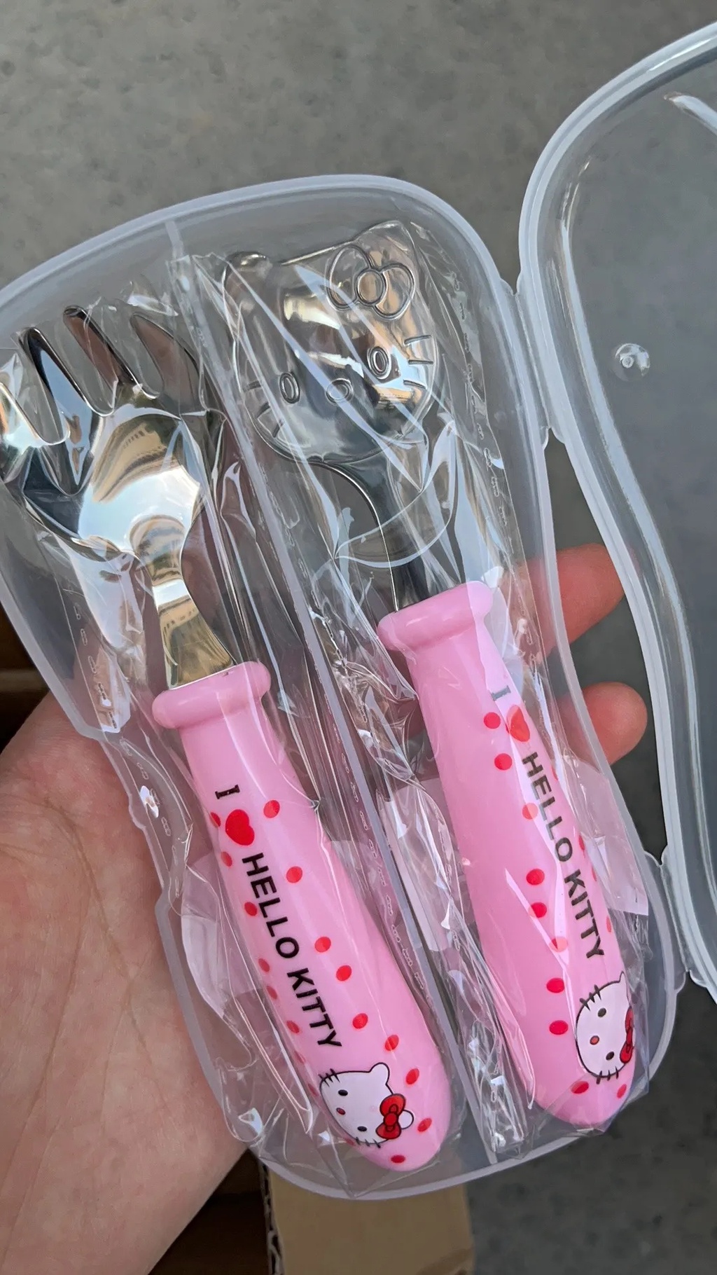 Cute Cartoon KT Cat Hello Kitty Spoon Fork Tableware Set Girl Student ...