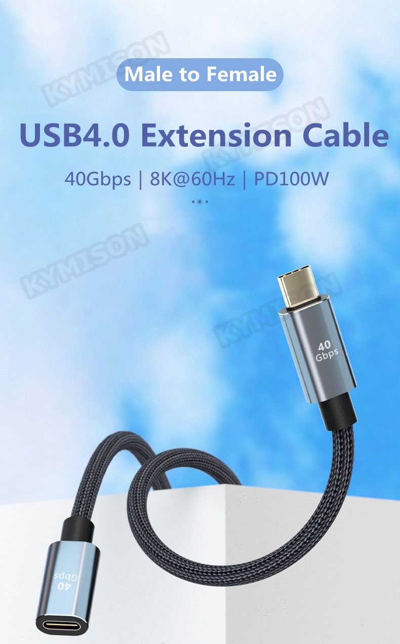 Thunderbolt 3 Extension Cable USB4 Type C 40Gbps USB-C Male To Female ...