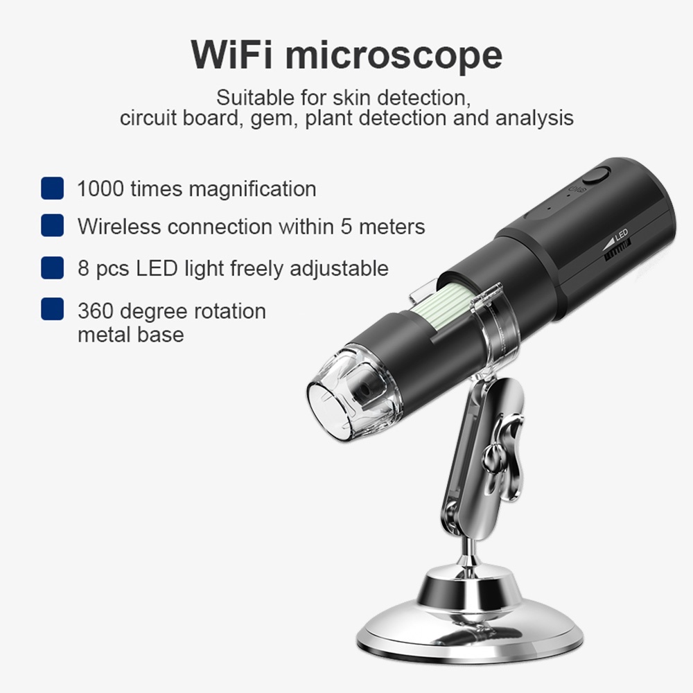 1000X Magnifier 8LED USB Digital Scalp Hair Microscope Skin Detector ...