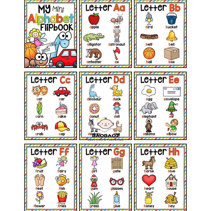 156 Phonics My Mini Alphabet Flip Book Learn Words Alphabet Build ...