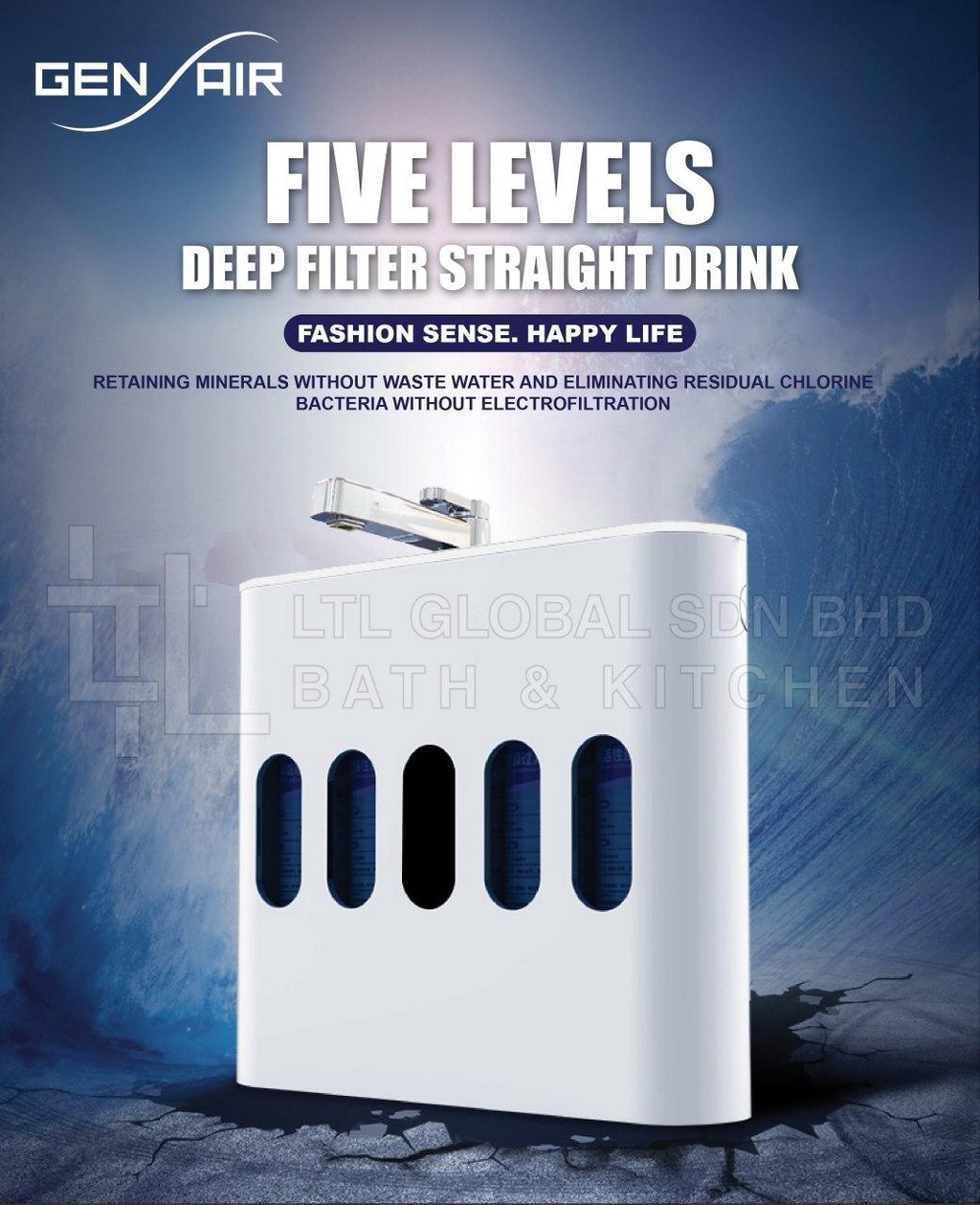 GEN AIR Alkaline Water Filter System, 5 Stage Filtration Water System ...