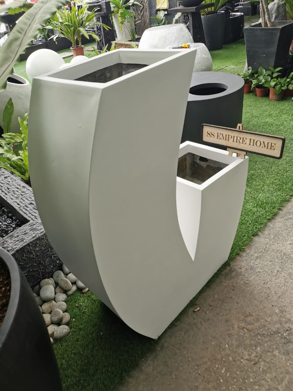 REX FP25 White Fiberglass Matte Flower Pot Pasu Bunga Garden Taman ...