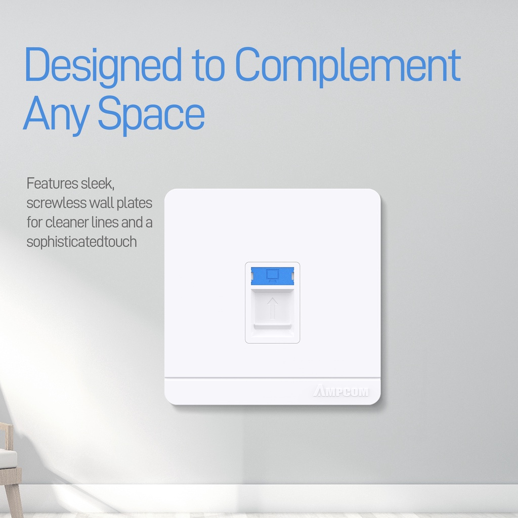 AMPCOM RJ11 RJ45 Faceplate Wall Socket Networking Socket Outlet Mount 1 ...
