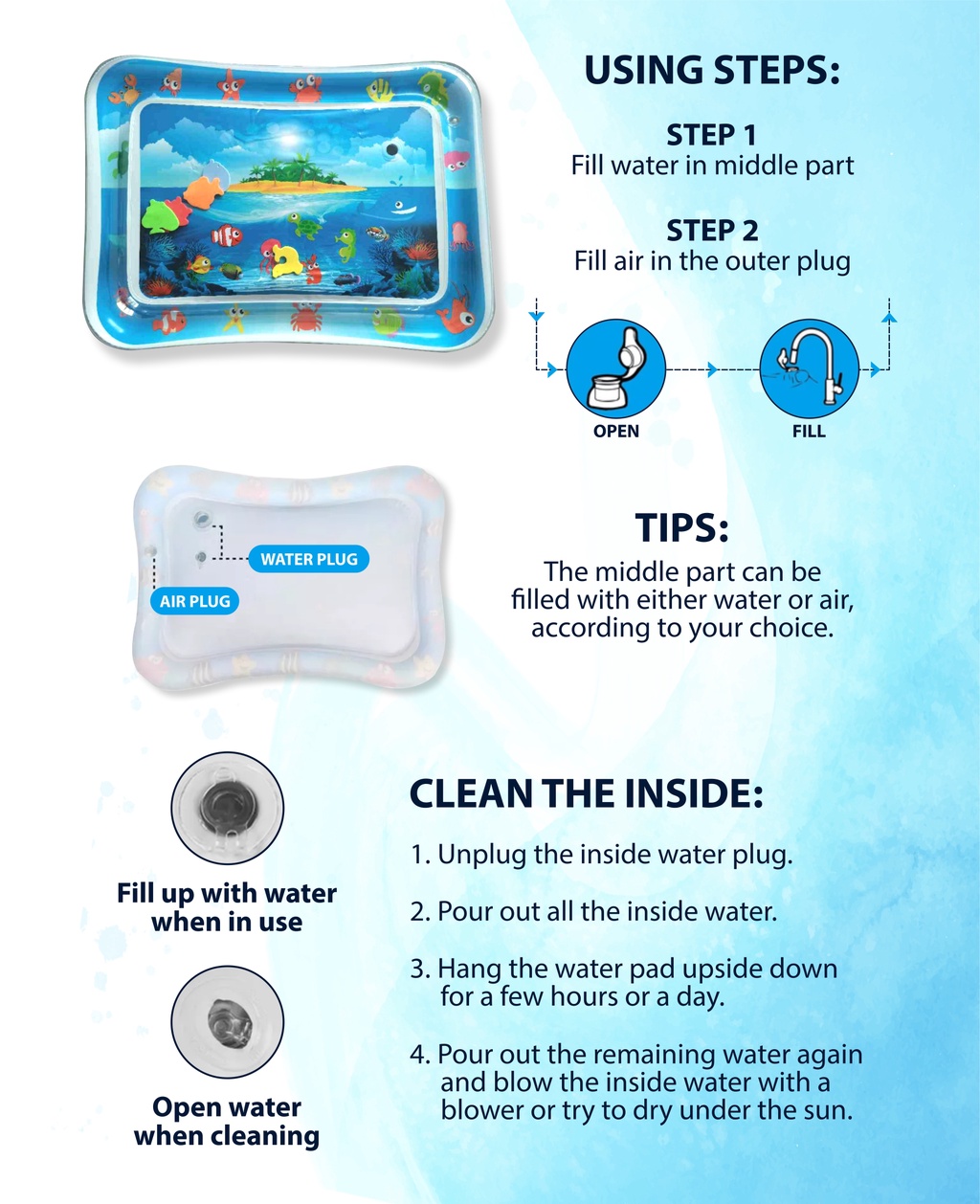 Baby Slapped Pad Baby Water Play Mat Baby Inflatable Water Play Mat ...