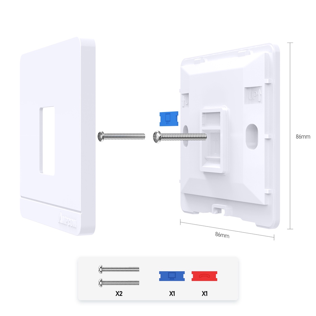 AMPCOM RJ11 RJ45 Faceplate Wall Socket Networking Socket Outlet Mount 1 ...