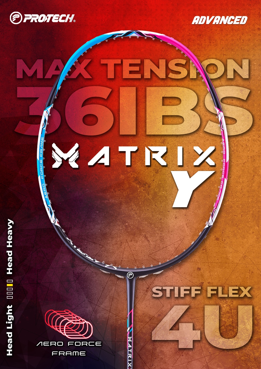 PROTECH Badminton Racket - MATRIX NANO Y (4UG1)(MAX 36LBS)(FREE String ...