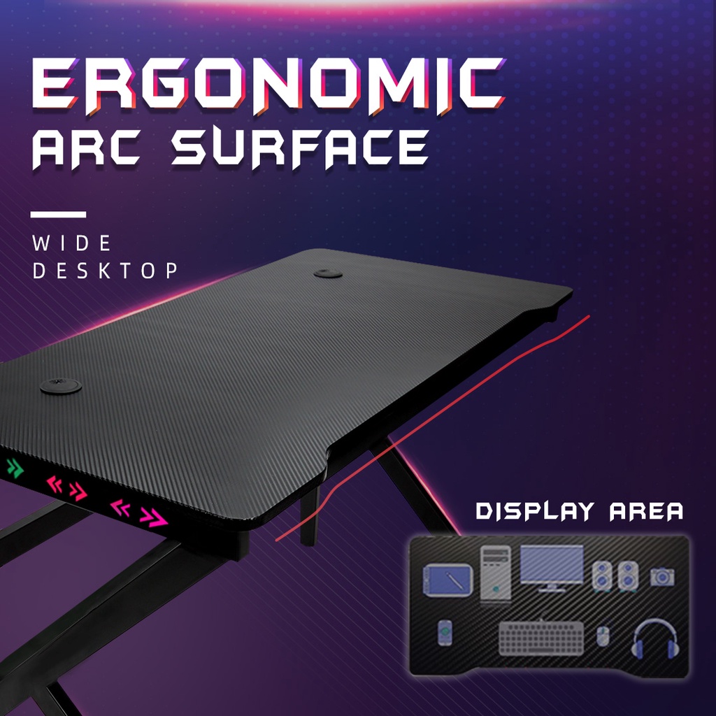 GTGAMEZ Z K LED Gaming Table Office Table (4ft/5ft) Metal Leg water ...