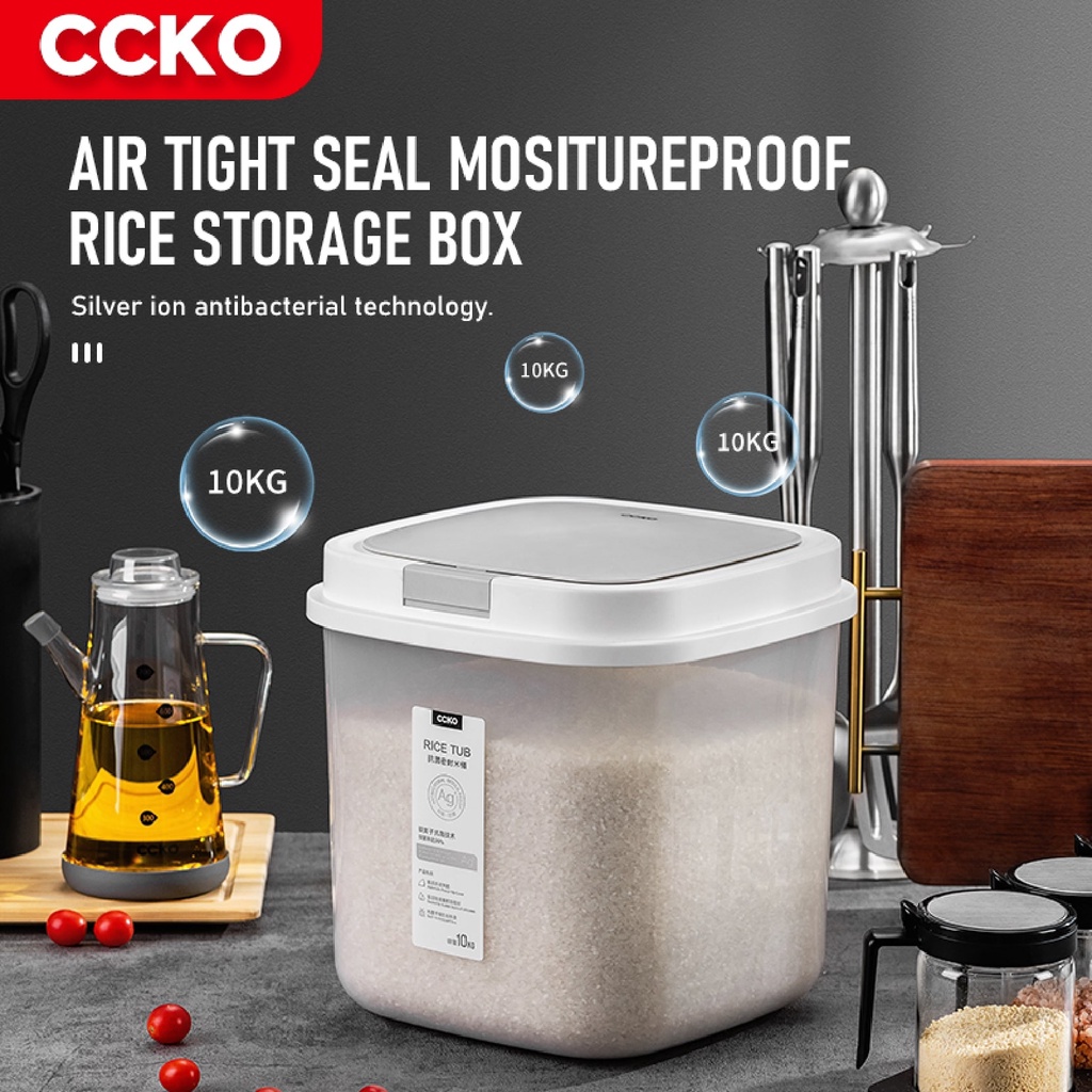 CCKO Air Tight Storage Bucket Container for Rice or Dry Ingredients ...