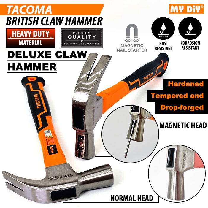 MYDIYHOMEDEPOT - Heavy Duty Tacoma British Magnetic Claw Hammer with ...