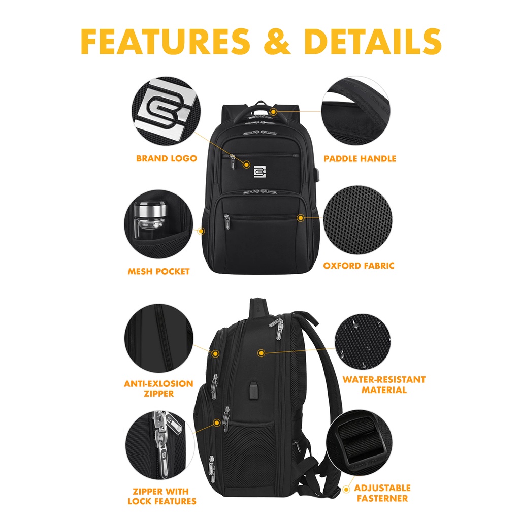 BRUNO CAVALLI Multifunctional 16" Laptop Computer Backpack with USB ...