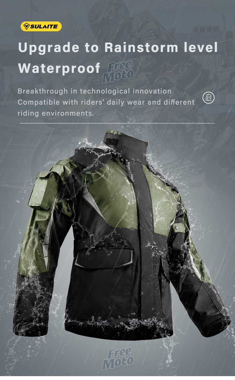SULAITE Motorcycle Raincoat Waterproof Adult Male and Female Split ...