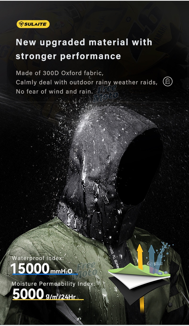 SULAITE Motorcycle Raincoat Waterproof Adult Male and Female Split ...