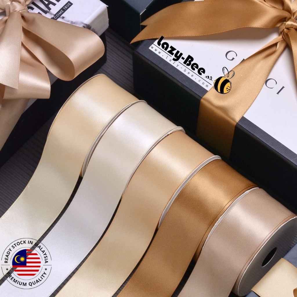 IVORY CREAM BROWN 5Meter 2.5cm 3.8cm 5cm Premium Quality Double Face ...