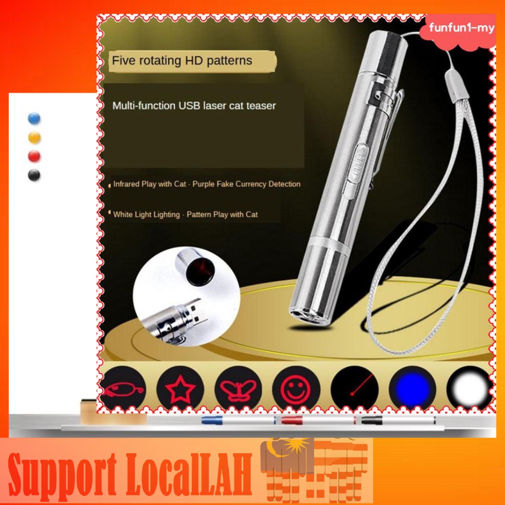 Rechargeable Laser Pointer 7 in 1 Torch Light UV Flash Spot Red Lights ...