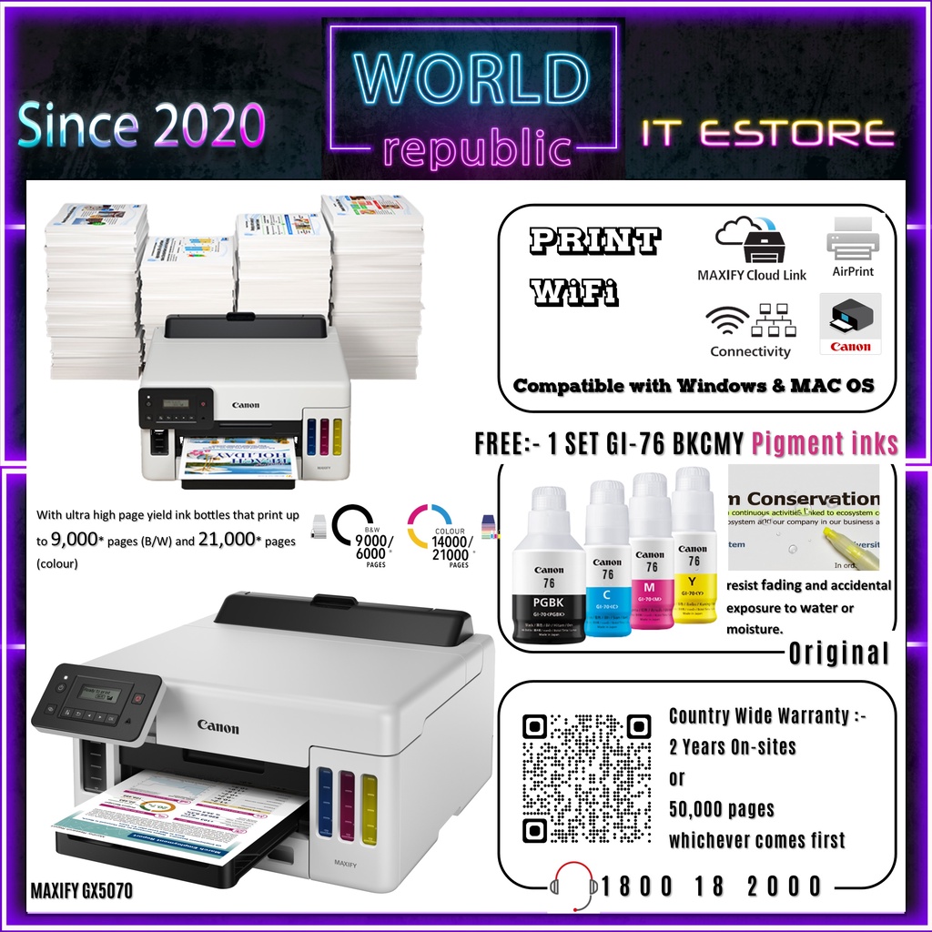 Canon Maxify GX5070 Wireless Ink Tank Business Printer Auto Duplex ...