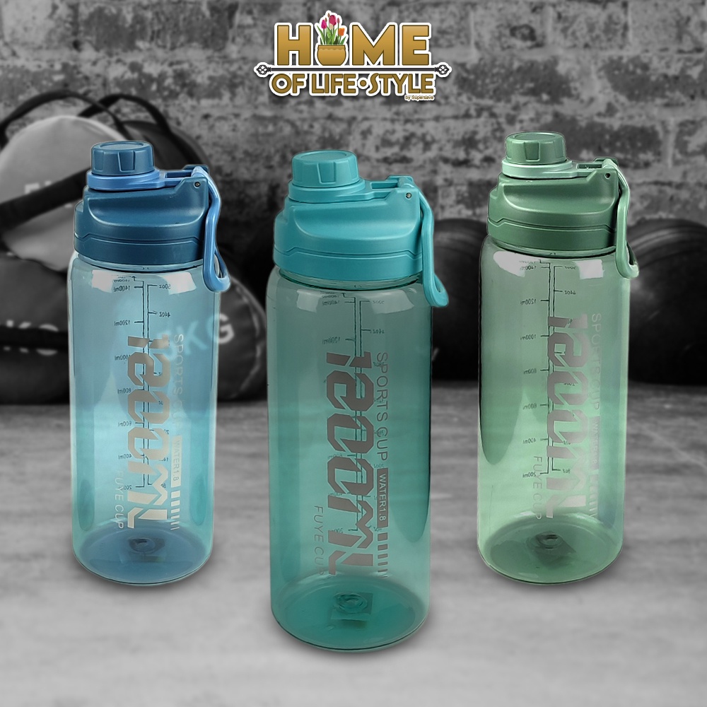 HOLS 1800mL Sport Bottle Portable Drinking Water Bottles BPA Free Leakproof Screw On Lid Botol ...