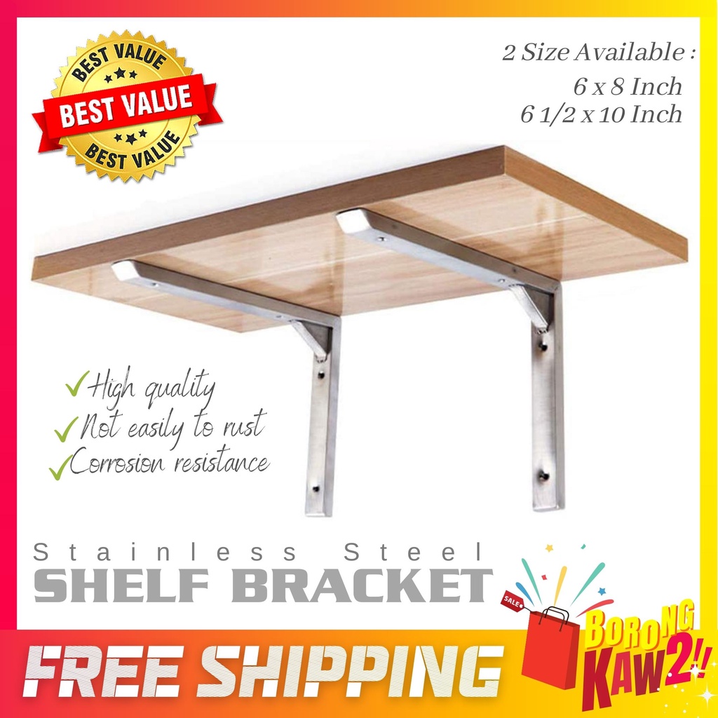 2pcs / Pair Solid Stainless Steel Shelf Bracket Rack Bracket Heavy Duty ...