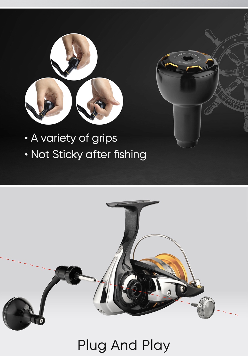 Gomexus 57mm non-power handle For Shimano Sienna FX Nasci Daiwa Revros ...