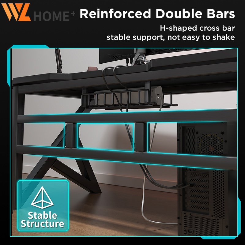 Meja Gaming 160CM Computer Desk Gaming Table with cable management tray ...