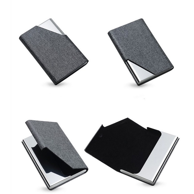 TC BW-050 Stainless Steel PU Leather Business Name Card Holder Case Box ...