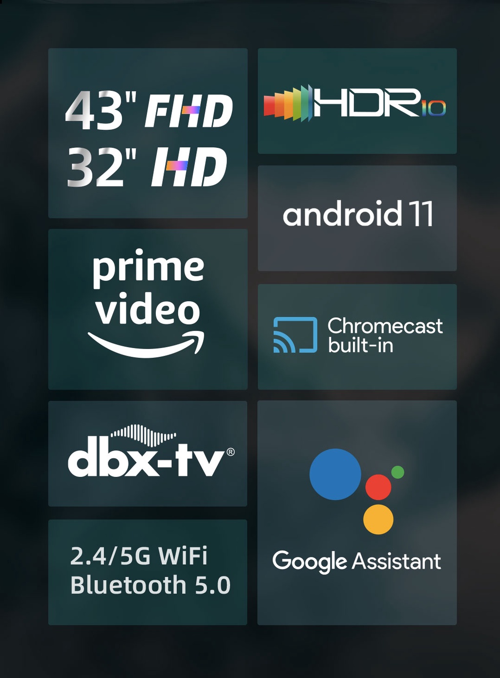 CHiQ Metal Full Screen Android 11 Smart TV/Google Assistant/Voice ...