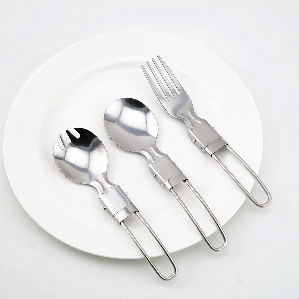 UtanKing™ Foldable Spoon Fork Spork Stainless Steel Camping Tableware ...