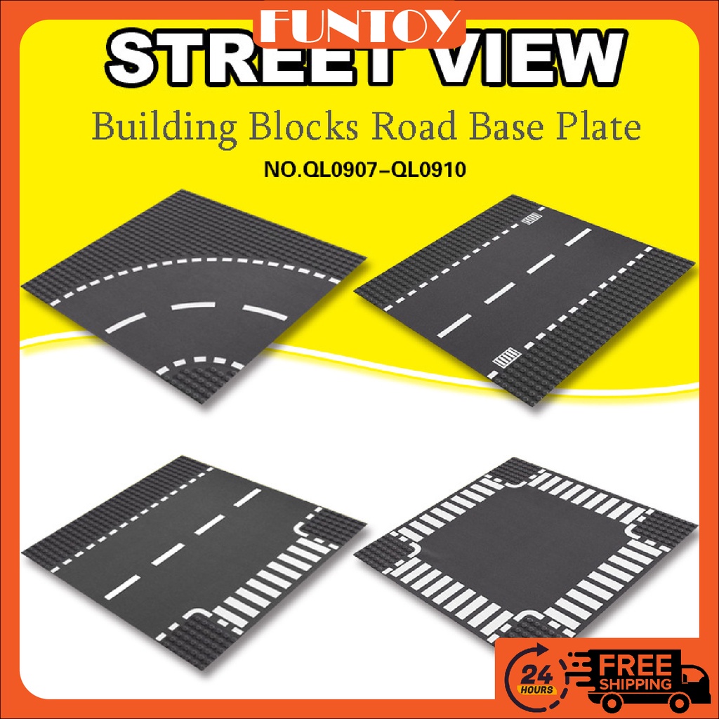 Street View City Road 32x32 Dots Base plate Pillar Parts Straight ...