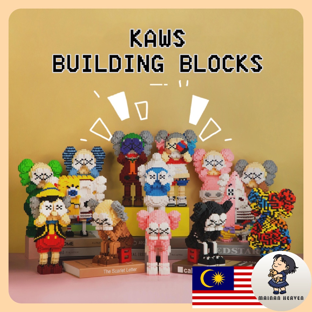 KAWS x Bearbricks Pinocchio The Smurfs Building Blocks Toys Nano Bricks ...