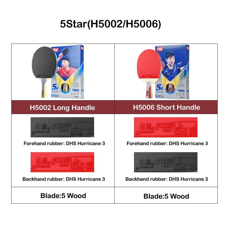 Genuine DHS Professional Table Tennis Racket With Hurricane 8 Rubber FL ...